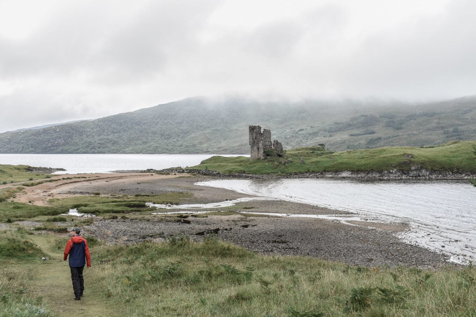 Ardvreck Castle: Ruins & Waterfalls On Loch Assynt, Scotland