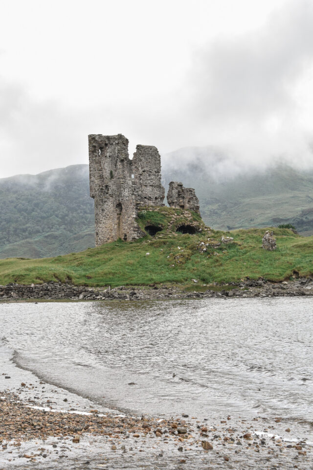 Ardvreck Castle: Ruins & Waterfalls On Loch Assynt, Scotland